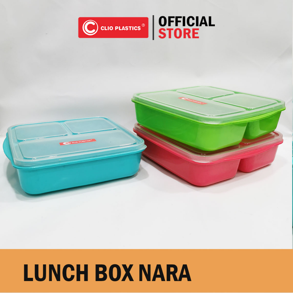 Jual 1 DUS Lunch Box Nara free sendok / Tempat Nasi 3 Sekat / Tempat ...