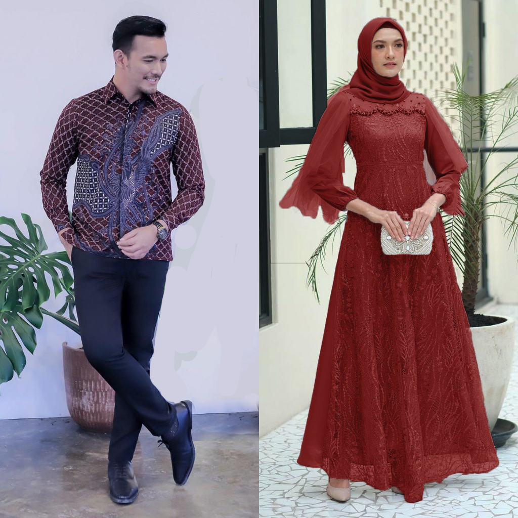 Jual Baju Batik Couple Gamis Brukat | Batik Couple Baju Tunangan ...