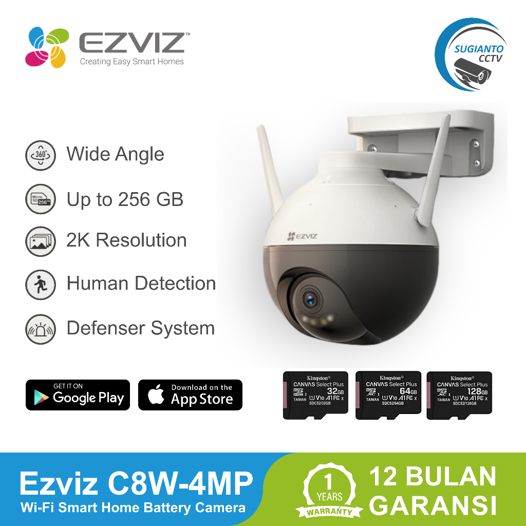 Jual CCTV Ezviz C8W 4 MP 2K CS-C8PF 1080p Pan & Tilt Wi-Fi Camera IP ...