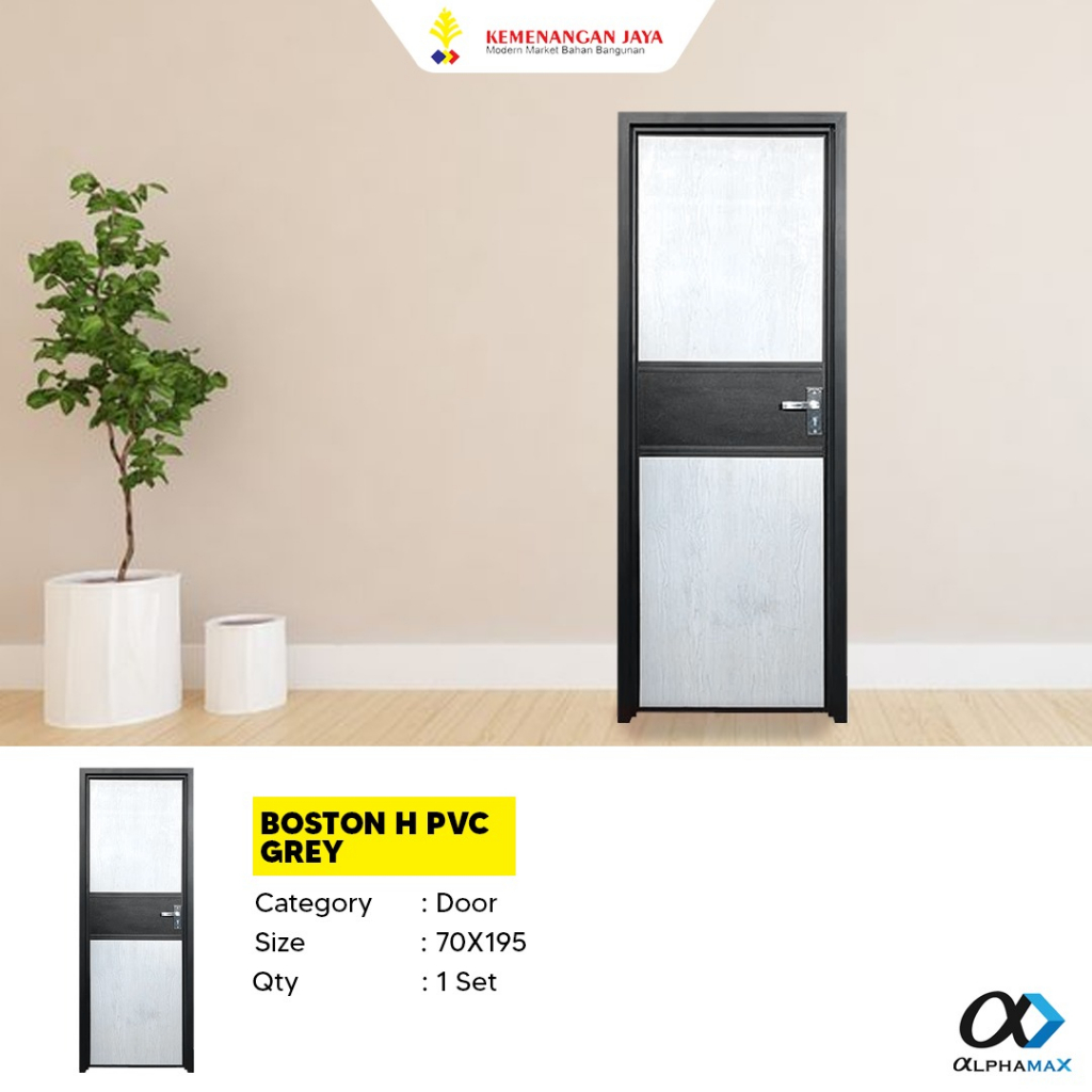 Jual PINTU ALMUNIUM ALPHAMAX / Boston Hpvc+Alum grey+sbm / 70x195 ...