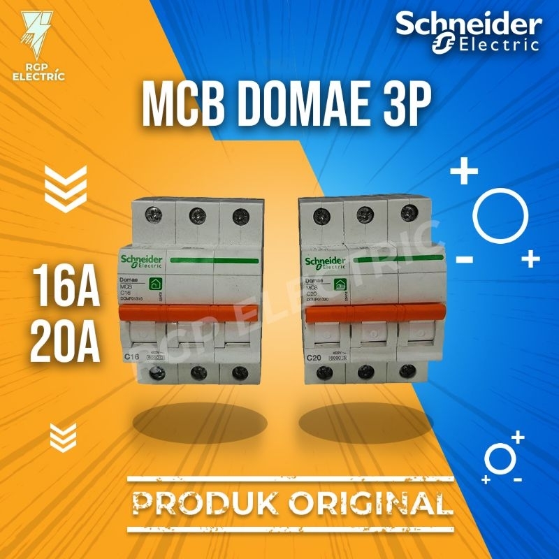 Jual MCB DOMAE 3 Phase 3P 16A 20A Schneider New Domae - 3P 16A | Shopee Indonesia