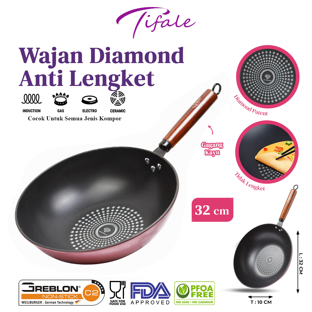 Jual [READY STOCK] Tifale Diamond WokPan Wajan Penggorengan Anti ...