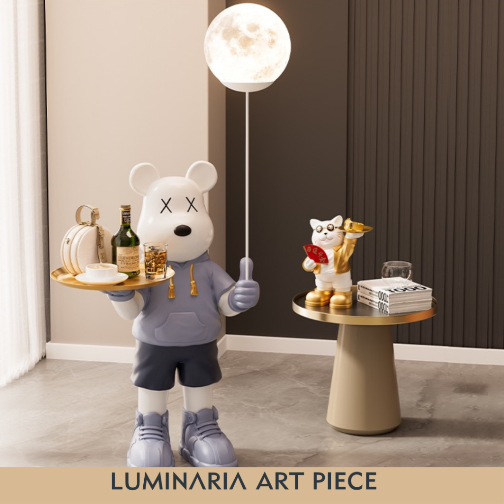 Jual KAWS Hypebeast Bear Hoodie Decoration Statue Floor Lamp Blue Hias ...
