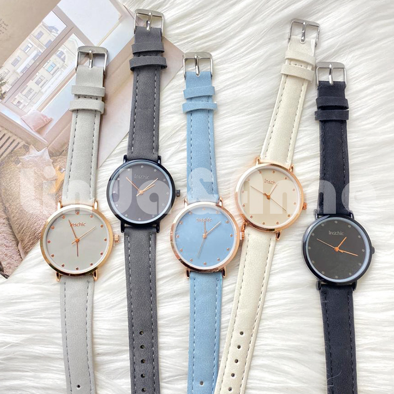 Jual Jam Tangan Wanita Analog Simple Gaya Casual Strap PU Leather Dial ...