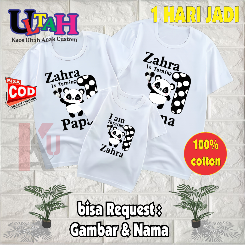 Jual BAJU KAOS ULANG TAHUN COUPLE KELUARGA TEMA PANDA/KAOS COUPLE ...