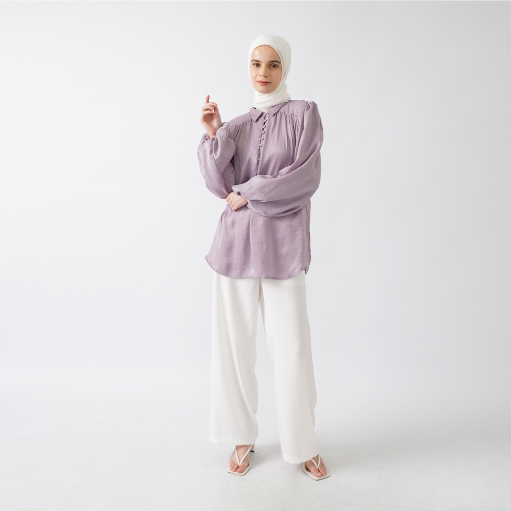 Jual Queensland Blouse Tunik Muslim Lengan Panjang LIN000259Q Lilac ...