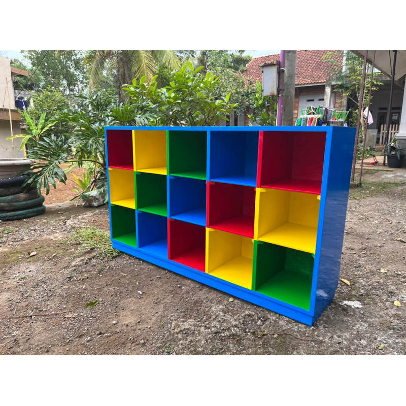 Jual Loker lemari anak TK RA penyimpan buku tas rak isi 15 kotak ...