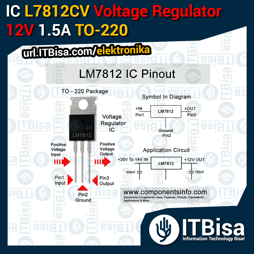 Jual ITBisa - IC L7812CV 7812 TO-220 Regulator Tegangan 12V 1.5A (3 Terminal) | Linear Voltage ...