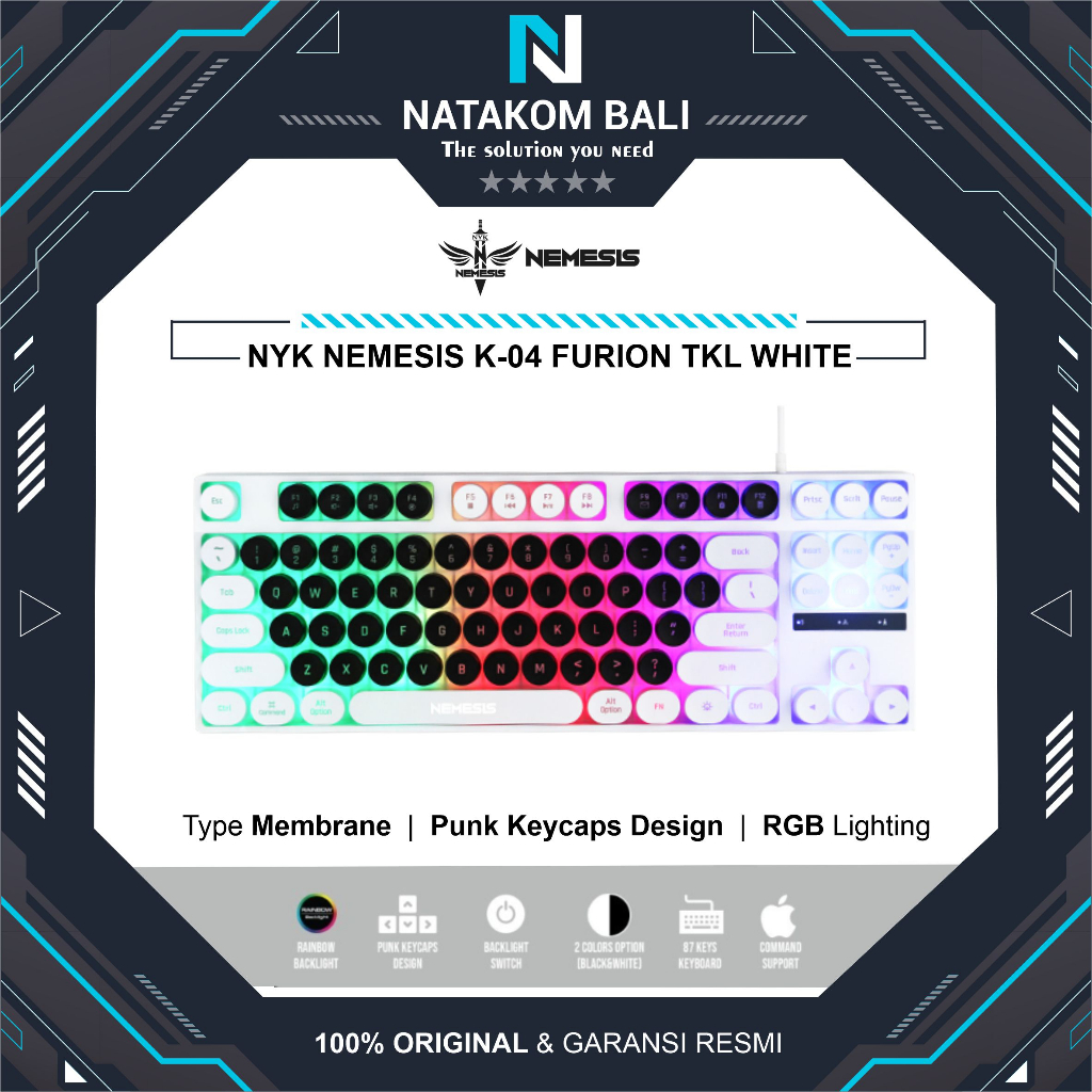 Jual KEYBOARD GAMING MEMBRANE NYK NEMESIS K-04 FURION WHITE | Shopee ...