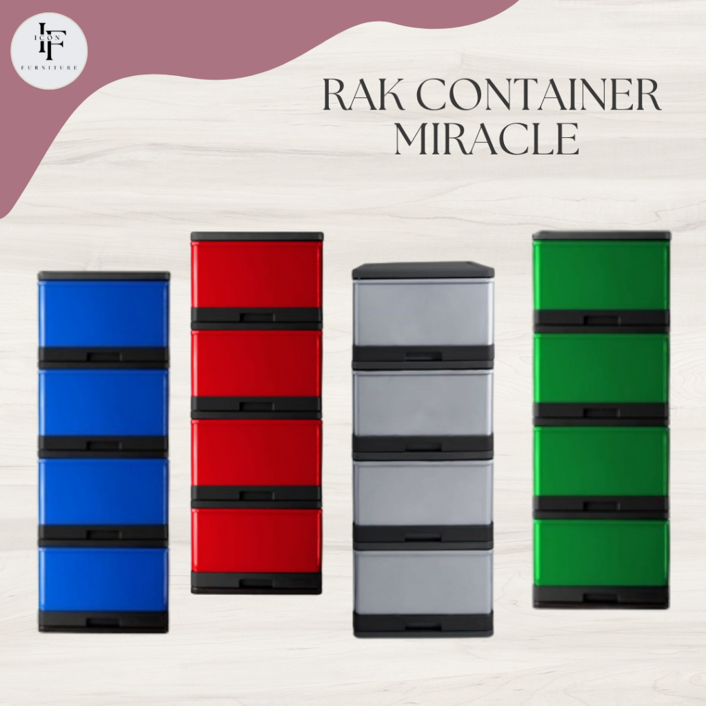 Jual RAK CONTAINER SUSUN 4 MIRACLE | LEMARI LACI PLASTIK KABINET JUMBO ...
