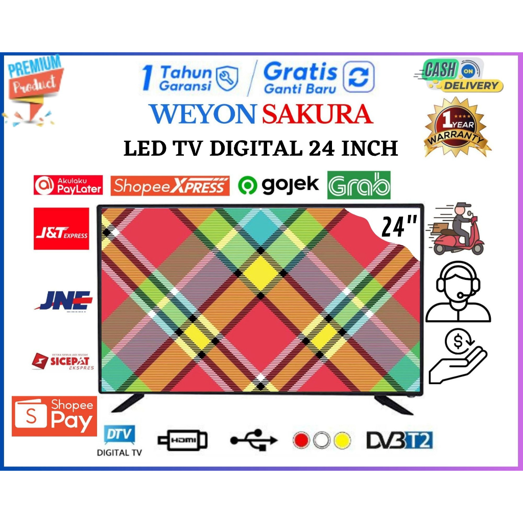 Jual [COD] TV LED 24 inch Digital Full Layar HD Garansi 1 Tahun MONITOR ...