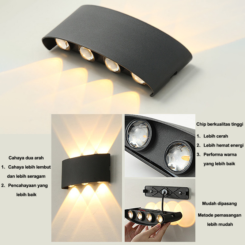 Jual Golden LED Lampu Dinding Taman Outdoor COB 4 MATA / 6 MATA ...