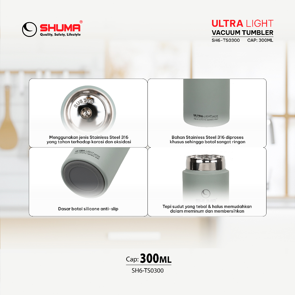 Jual SHUMA S/S 316 Ultra light vacuum Tumbler 300 ML | Shopee Indonesia