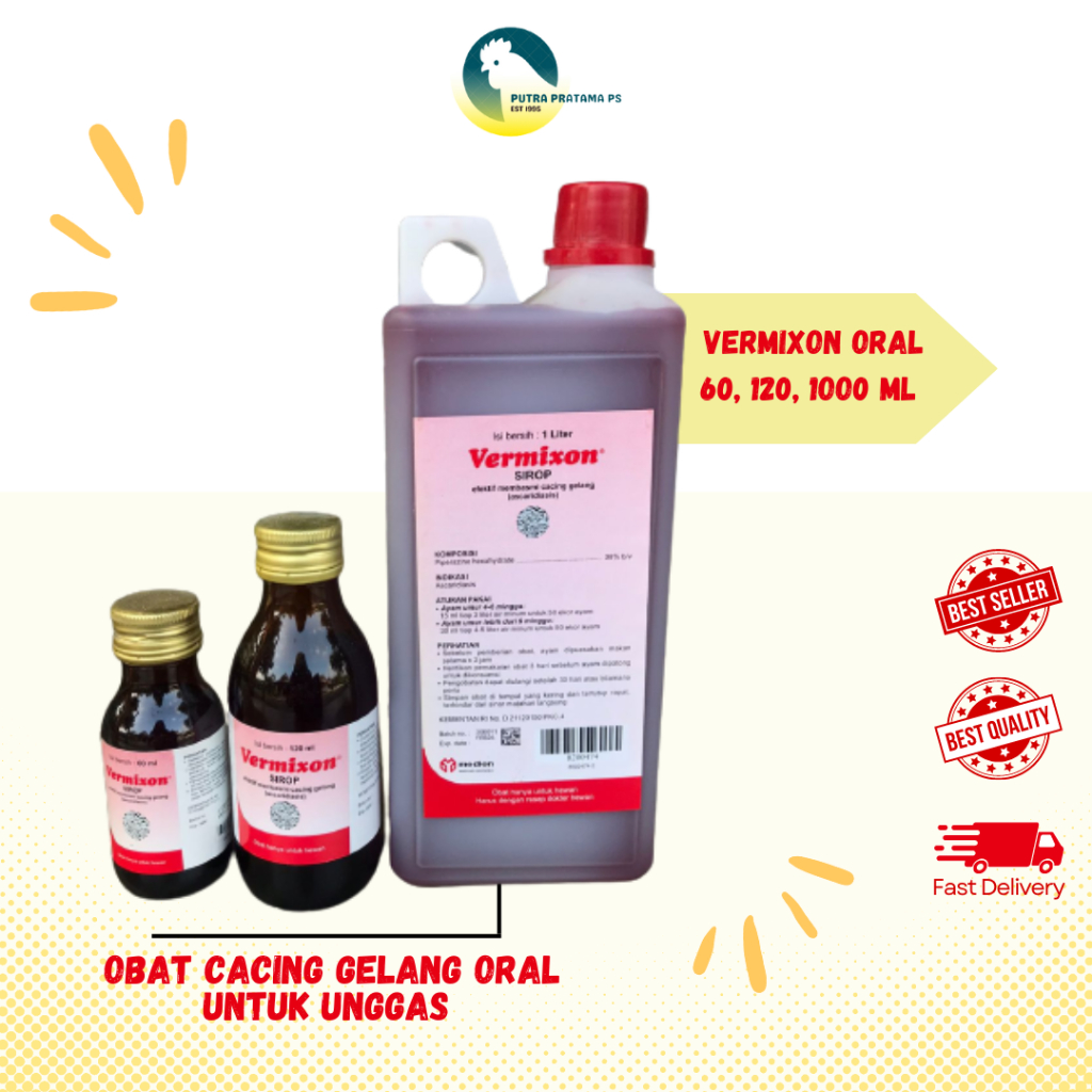 Jual VERMIXON 60 ml dan 120 ml - OBAT CACING GELANG PADA UNGGAS ...