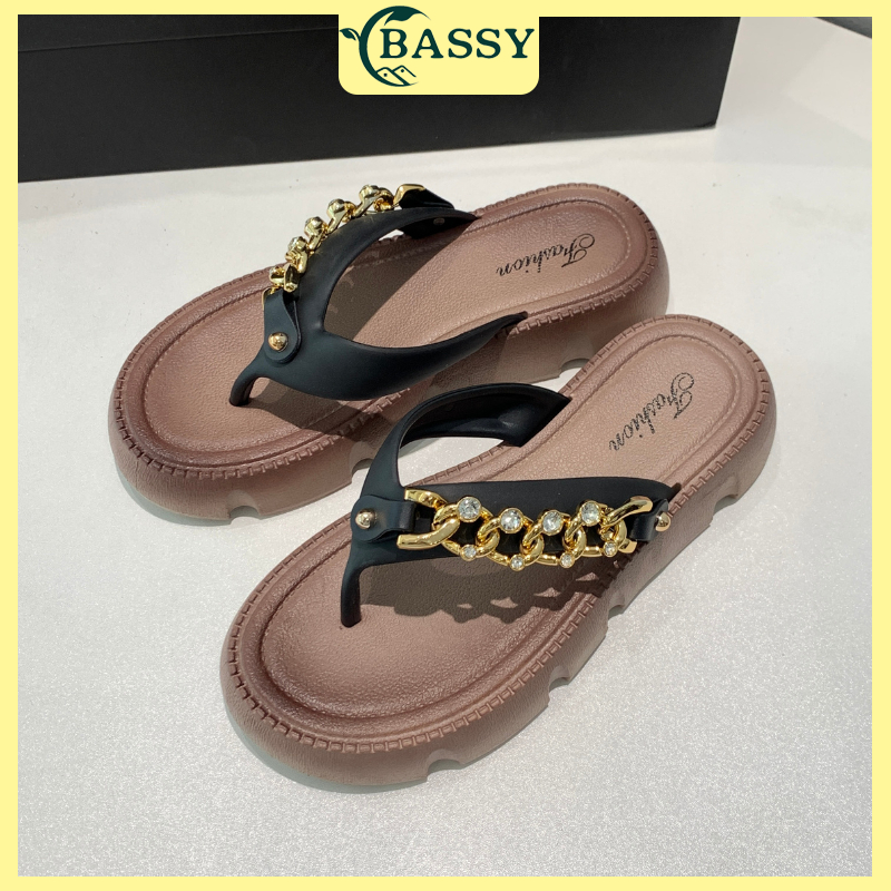 Jual BASSY Sandal Wedges Wanita Karet Sendal Cewek Jepit Selop Casual ...
