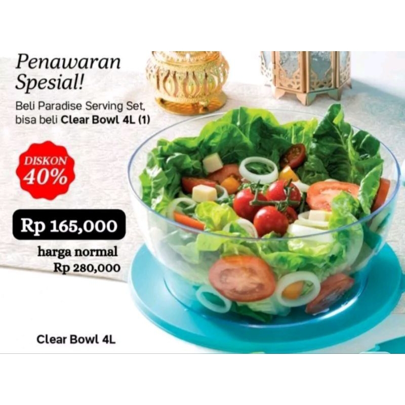 Jual clear bowl 4L tupperware mangkok bening 4 liter tupperware ...