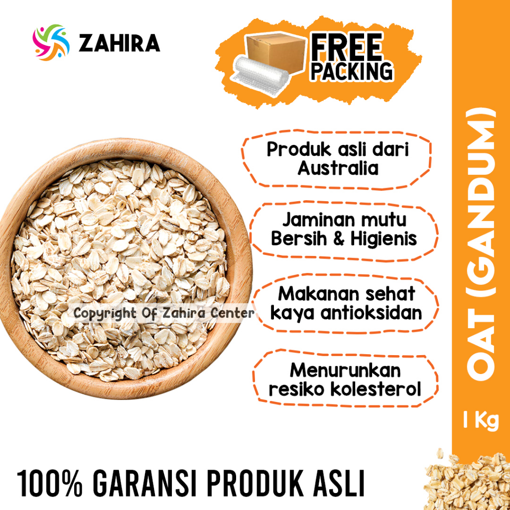 Jual Premium ROLLED OAT 1Kg Oatmeal Gandum Bergizi Original Asli Instan ...