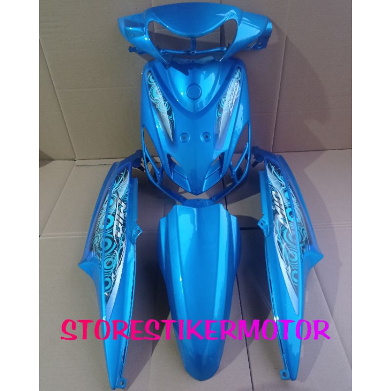 Jual COVER FULL BODY HALUS YAMAHA MIO SMILE WARNA BIRU PLUS STRIPPING ...