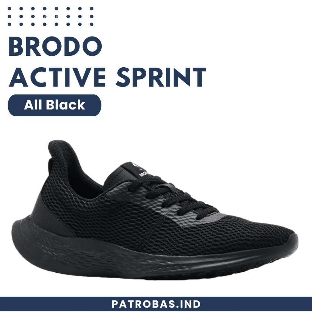 Jual BRODO Active Sprint Full Black Original Sepatu Sneakers Sport ...