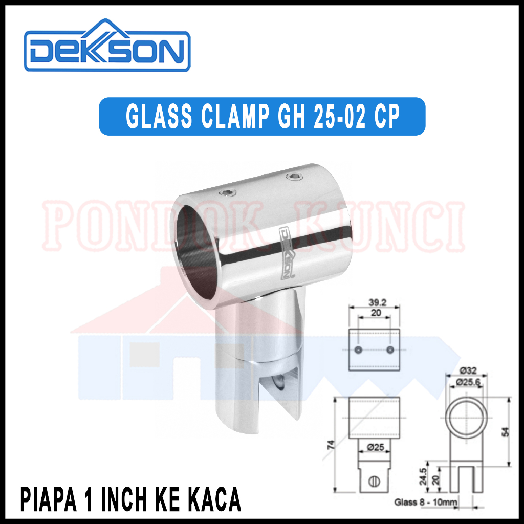 Jual Glass Holder Dekkson GH 25-02 CP Glass Clamp Tube Connector Penghubung Pipa | Shopee Indonesia