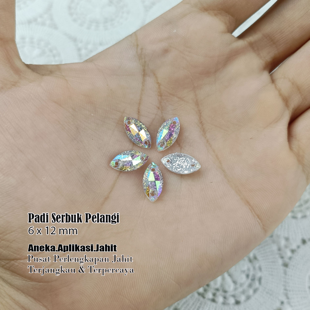 Jual 100 BIJI BATU PADI SERBUK GLITER PELANGI 7X15 MM | Shopee Indonesia