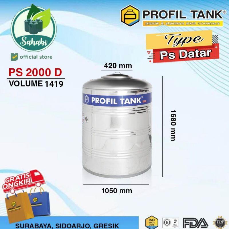 Jual Toren Air Tangki Air Tandon Air Profil Tank Stainless PS 2000 ...