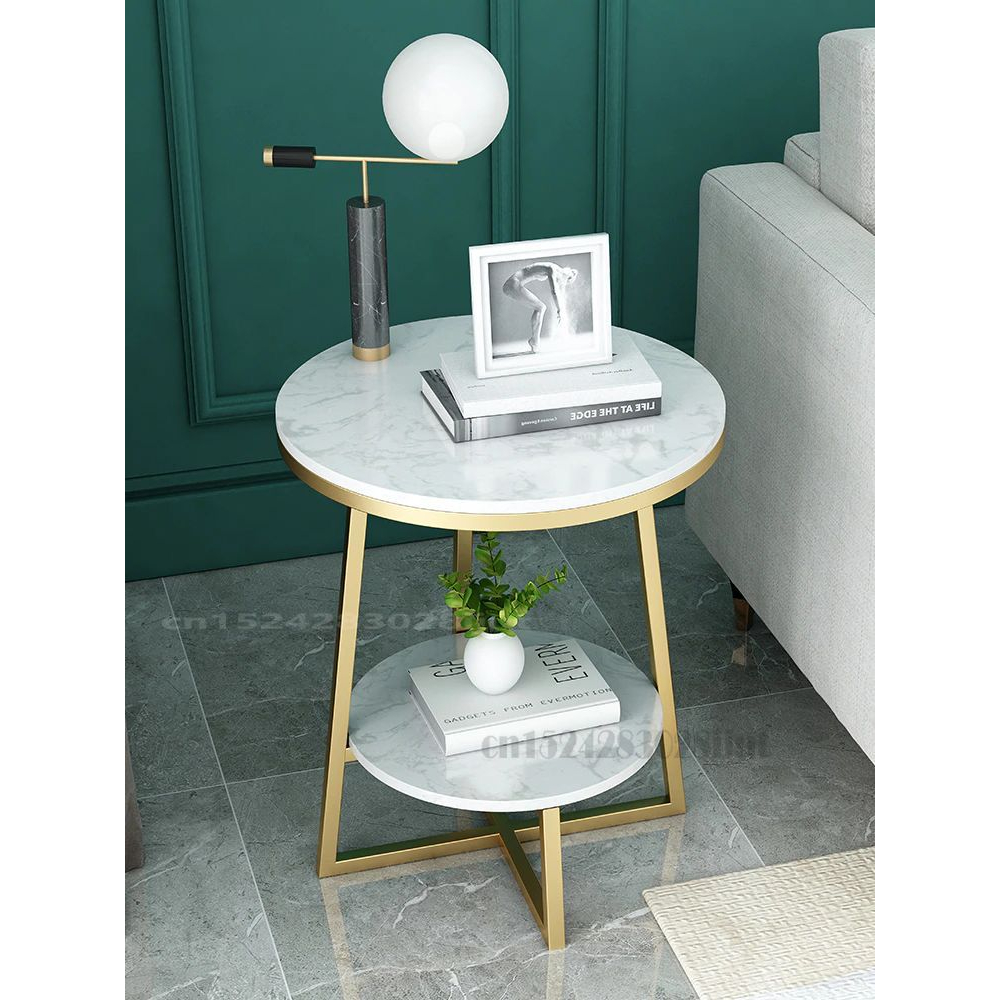 Jual Meja Bulat Quantum Bahan Besi Replika Marmer TOP HPL Motif Marble ...