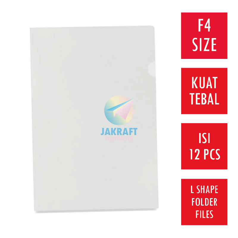 Jual (1 Pcs) Map L FOLDER ONE F4 Clear Sleeve Folio Putih Bening Clear ...