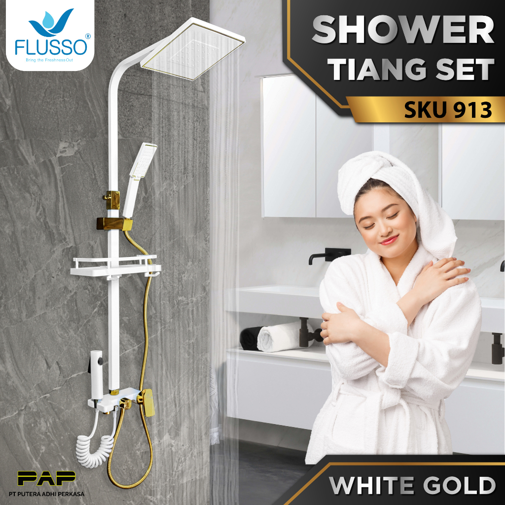 Jual Shower Kamar Mandi White Gold 1 Set Komplit / Keran Mandi Air ...