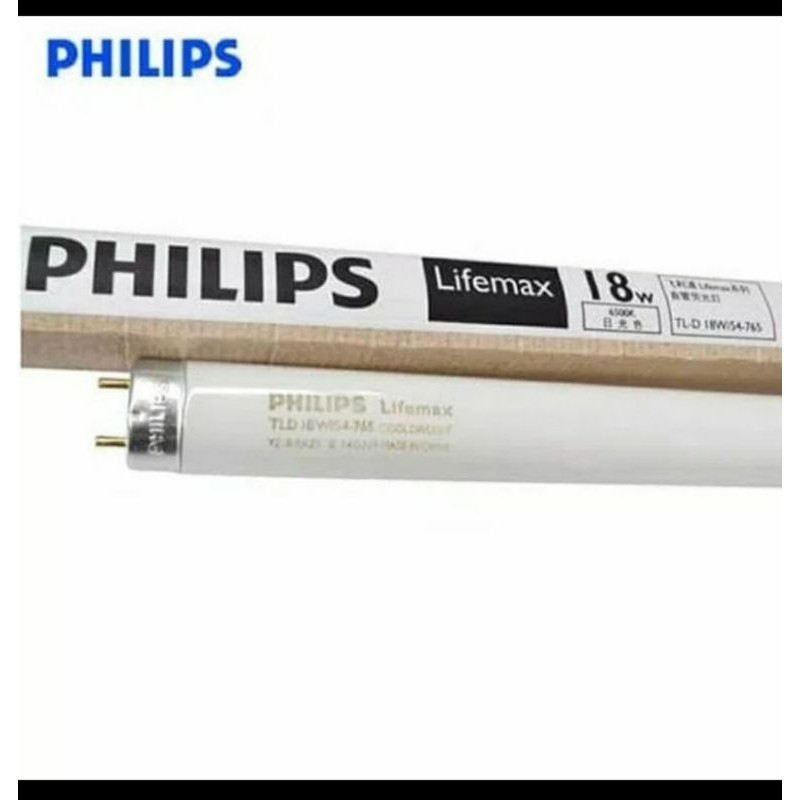 Jual PHILIPS TL-D 18W, 18 WATT Lampu PHILIPS TL 18W/54 765 LIFEMAX ...
