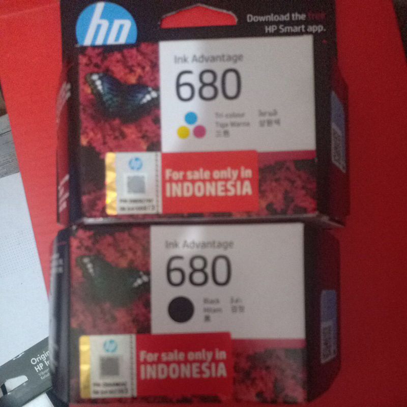 Jual tinta cartridge HP 680 black 680 color baru original satu set ...