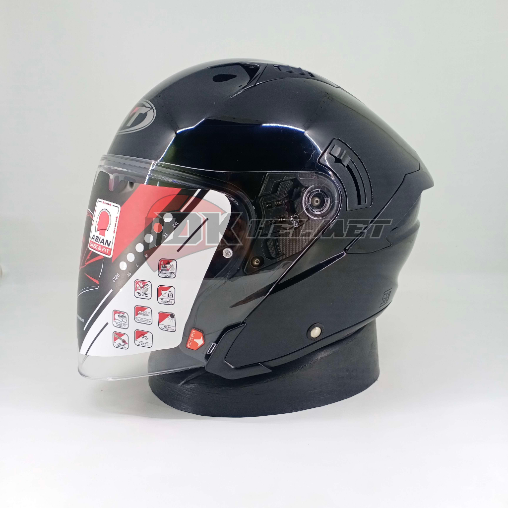Jual Helm Half Face KYT NFJ NF-J Solid Black Gloss Warna Hitam Polos ...