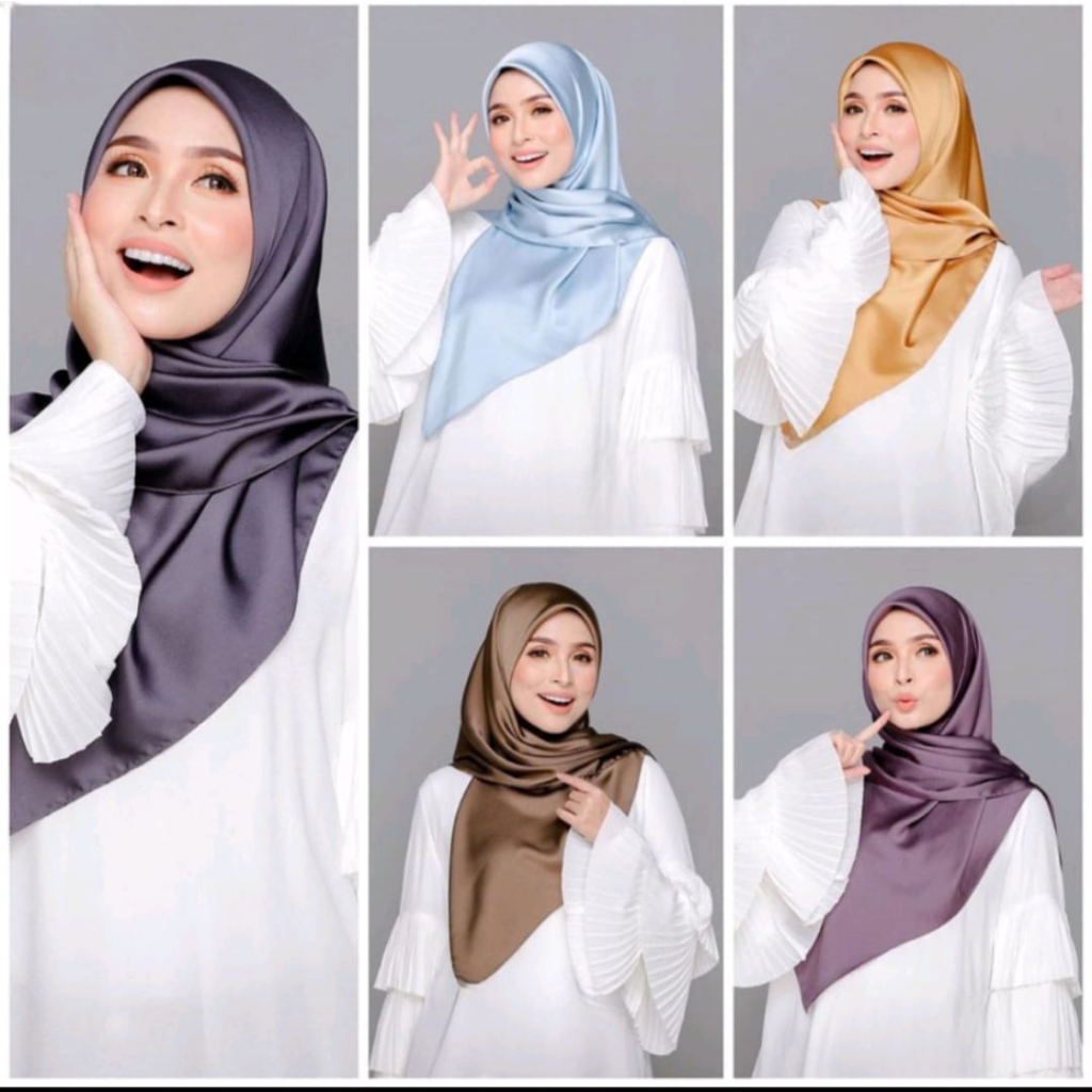 Jual Hijab Satin/Kerudung Satin/Kerudung Segiempat/Kerudung Muslimah ...