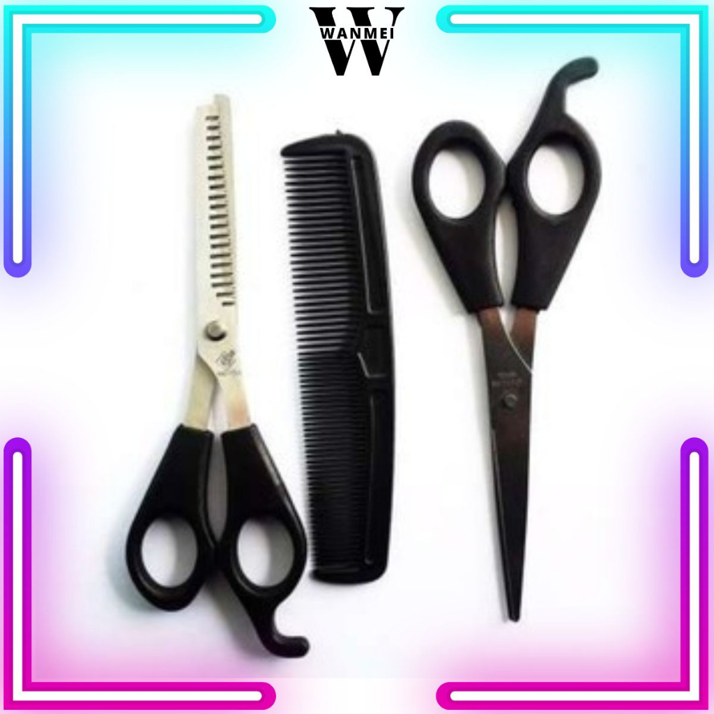 Jual WM Gunting Rambut Set 3 in 1 Alat Potong Rambut 3pcs Gunting Sisir ...