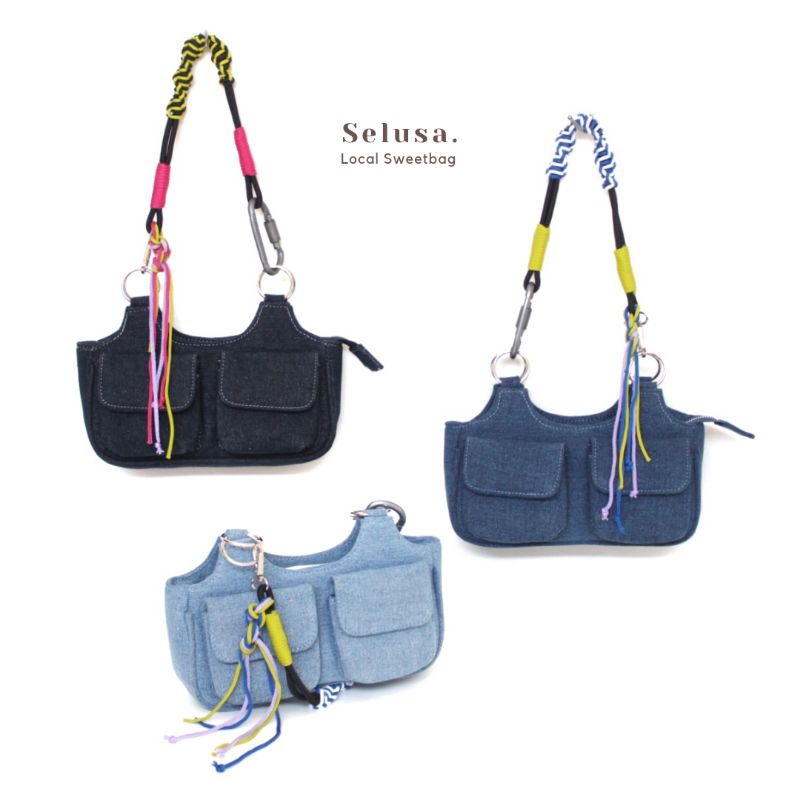 Jual SELUSA RUBY DENIM BAG Premium (Free Macrame Strap) | Tas Wanita ...