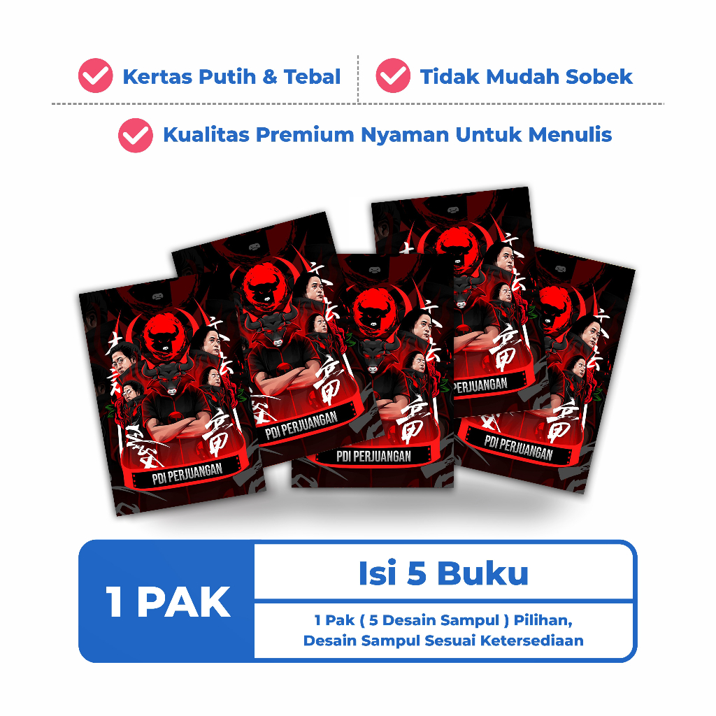 Jual Buku Tulis Sekolah Custom Tema PDI PERJUANGAN Bergaris 38 Lembar 1 ...