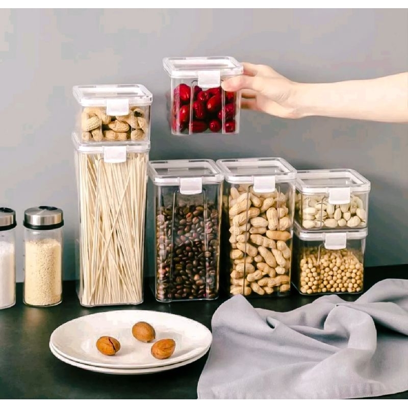 Jual TOPLES Storage Makanan Bening Transparan Model Persegi | Shopee ...