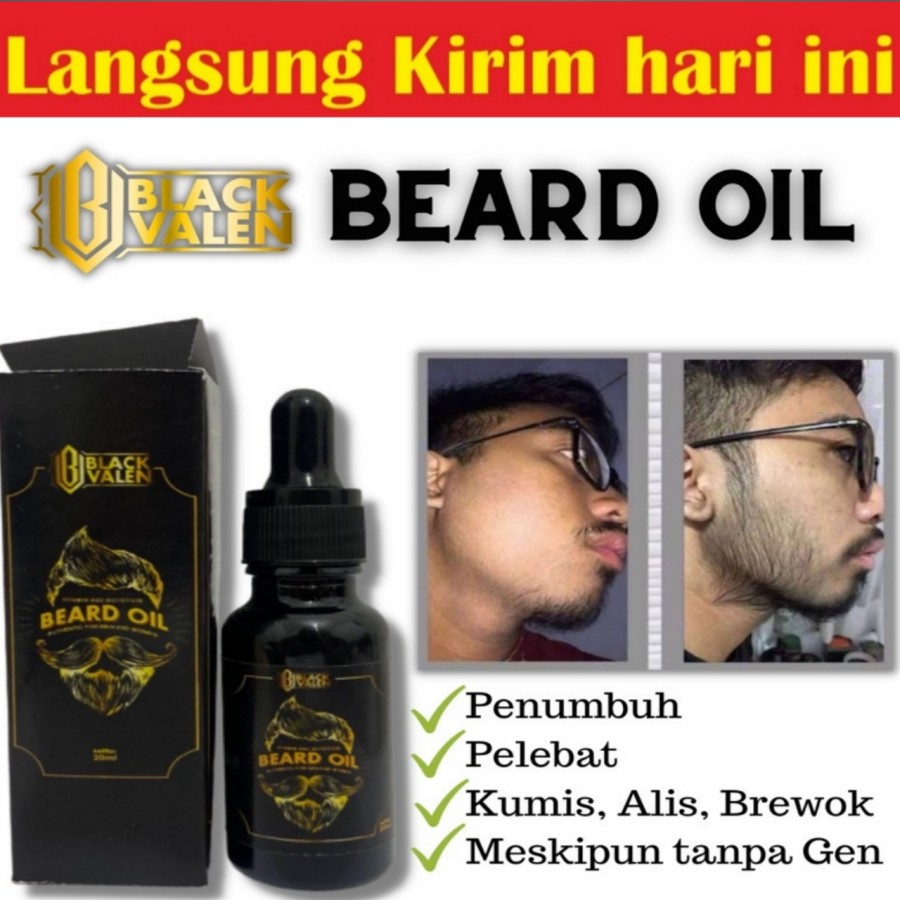 Jual Black Valen Penumbuh Kumis dan Jenggot Beard Oil Penumbuh Brewok ...