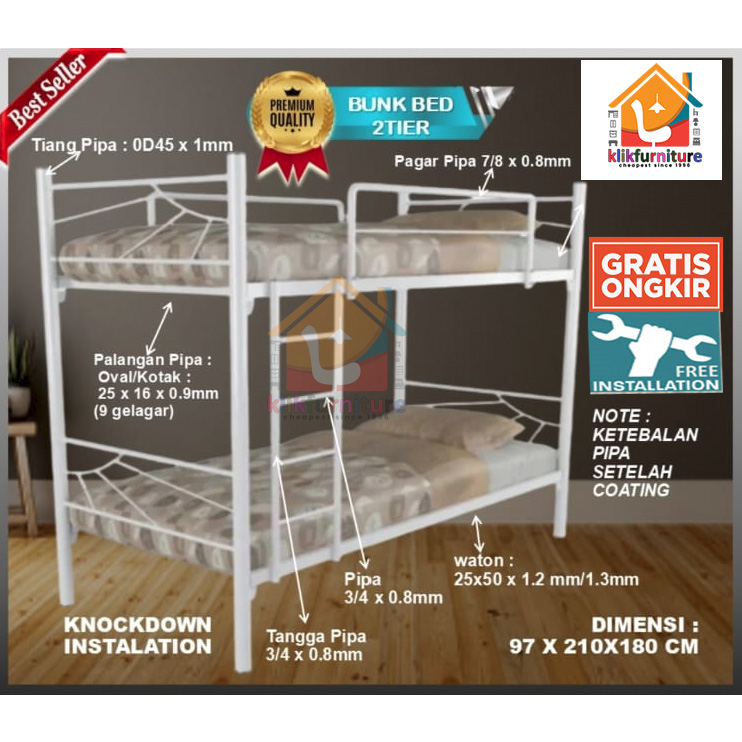 Jual Ranjang Susun Besi Ranjang Tingkat Besi Bunkbed Manchester