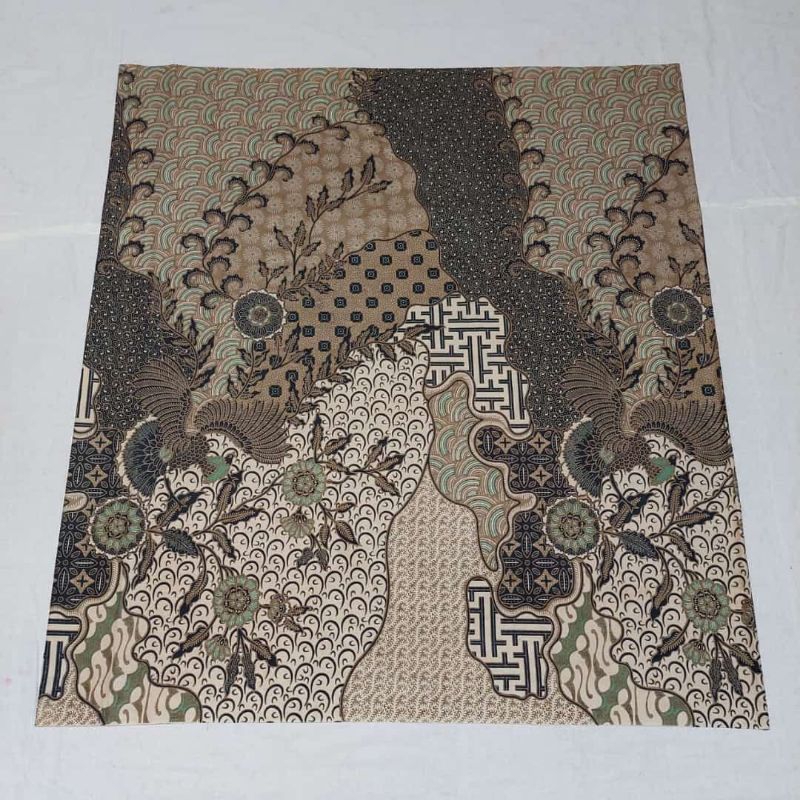 Jual rm kain batik printing warna hijau Sage motif terumbu karang lurik ...