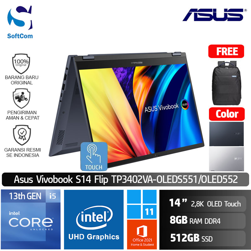 Jual Asus TP3402VA OLEDS551 OLEDS552 i5 13500H/8GB/512GB Vivobook S14 ...