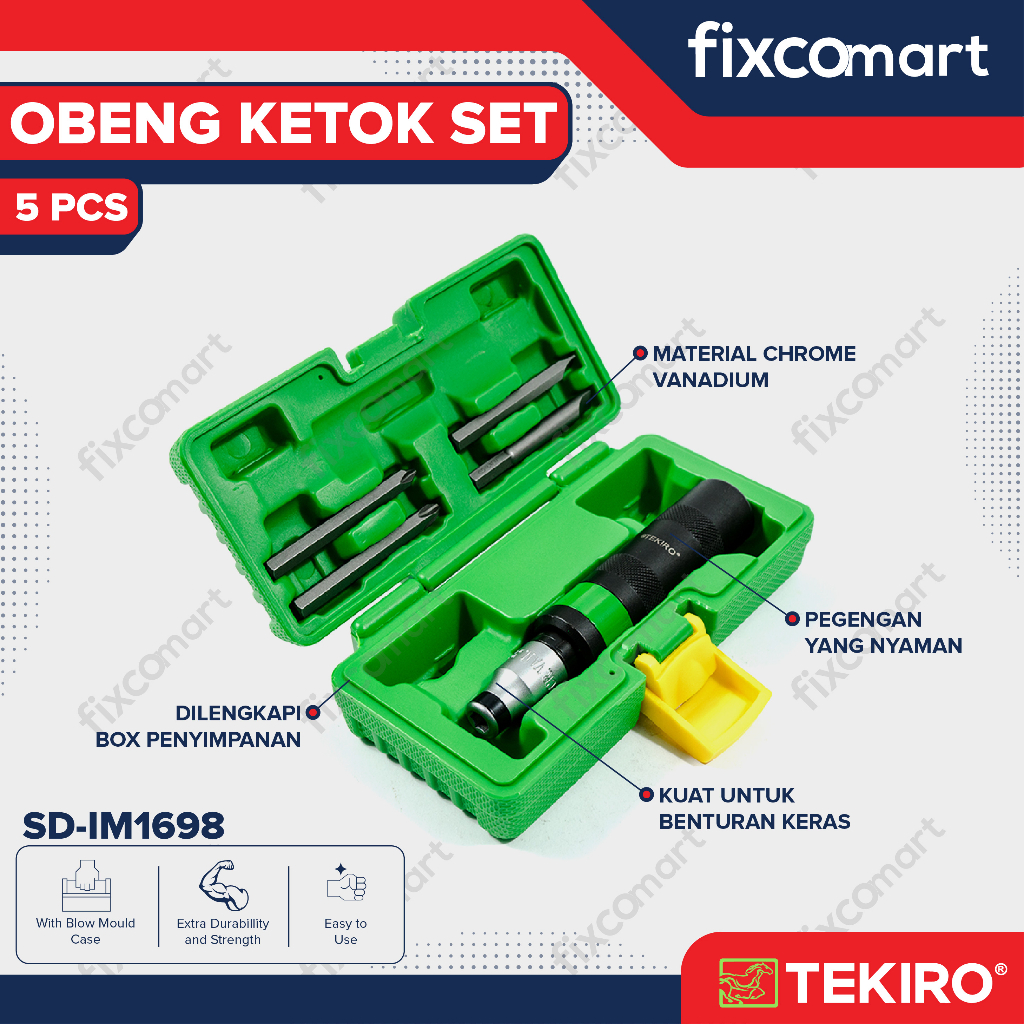 Jual Tekiro Obeng Ketok Set 5 Pcs Box Pe / Tekiro Obeng Pukul Set Box ...