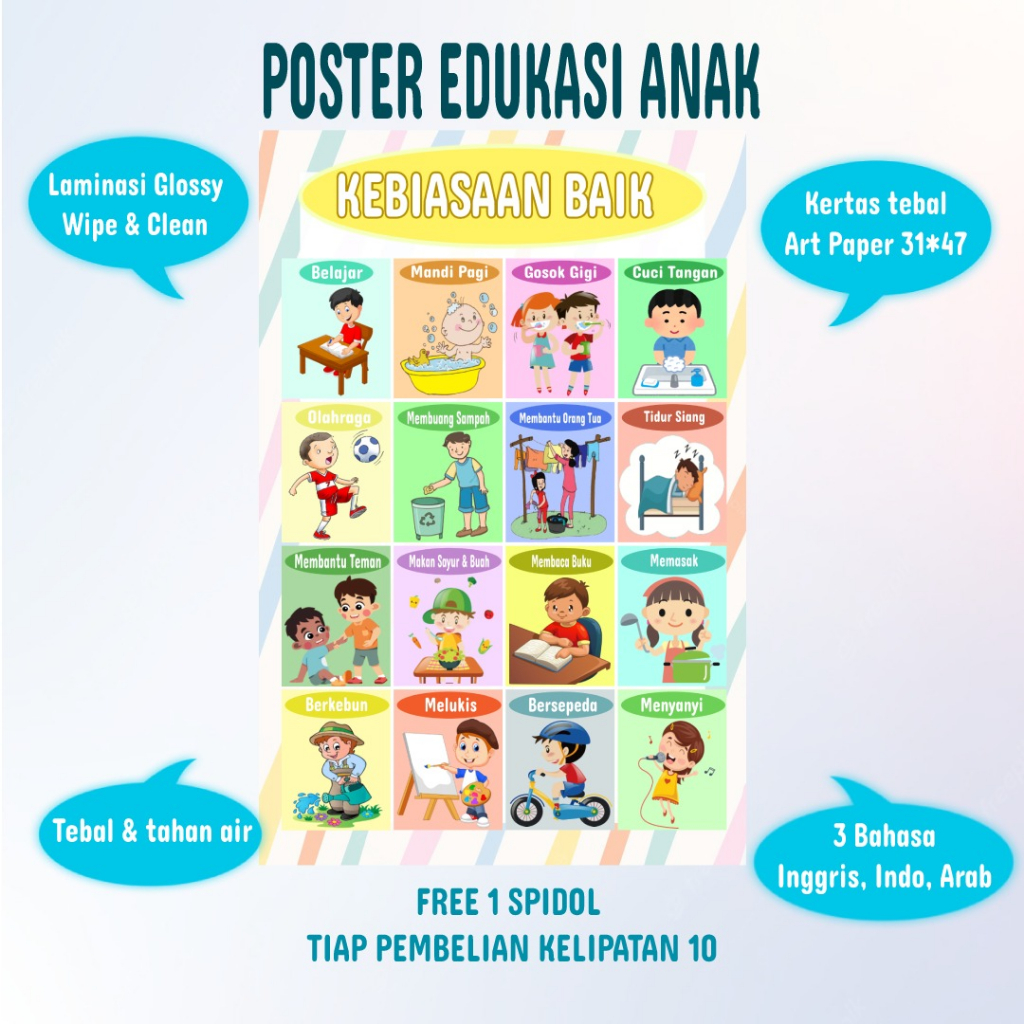 Jual READY (WIPE CLEAN) POSTER EDUKASI ANAK BELAJAR BERMAIN ANAK ANAK ...