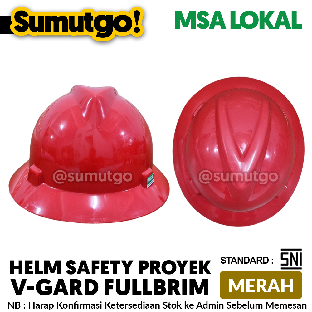 Jual Helm Safety Proyek Bulat Full Brim warna Merah merek MSA Lokal ...
