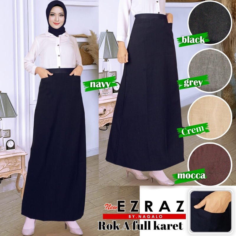 Jual Rok kerja A line panjang full pinggang karet | rok kantor wanita ...