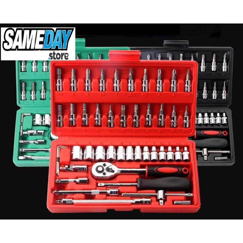 Jual Tools Set 46Pcs Tool Kit Kunci Socket Sok Wrench Obeng Bintang ...