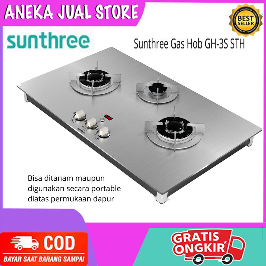 Jual Sunthree Gas Hob GH-3S STH Kompor Gas 3 Tungku Stainless Steel ...