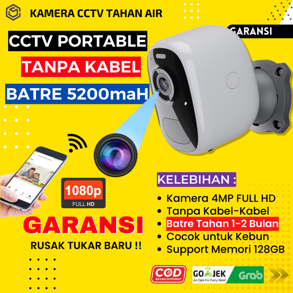 Jual CCTV OUTDOOR TANPA KABEL WIFI WATERPROOF IP CAMERA PENGINTAI MINI ...
