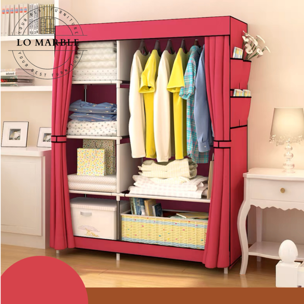 Jual Rak Lemari Pakaian Rak Baju dengan tutup resleting lemari kain ...