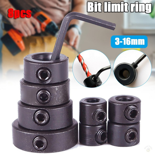 Jual 8 Pcs Drill Bit Depth Stop Collars Ring Set Wood Drill Posisi Kayu ...